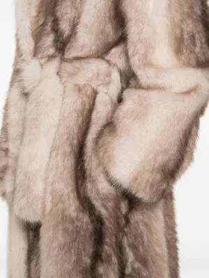 THE FRANKIE SHOP Ravello Faux Fur Long Coat - Grey