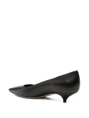 THE ROW Liisa Kitten Three Leather Pumps - Black