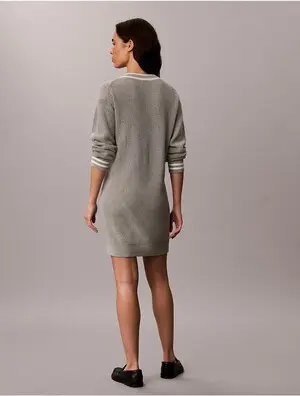 Calvin Klein Woven Monologo Tunic V-neck Dress - Grey Heather