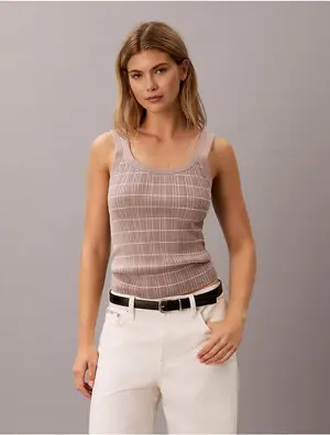 Calvin Klein Striped Tech Knit Tank Top - Dusted Fox