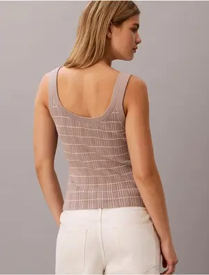 Calvin Klein Striped Tech Knit Tank Top - Dusted Fox
