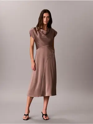 Calvin Klein Hammered Satin Midi Dress - Iron