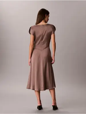 Calvin Klein Hammered Satin Midi Dress - Iron
