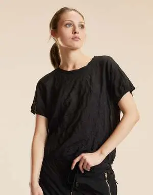 Cynthia Rowley Parchment Knit Tee - Black