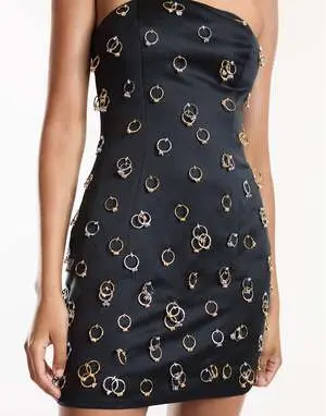 Cynthia Rowley Embellished Strapless Mini Dress