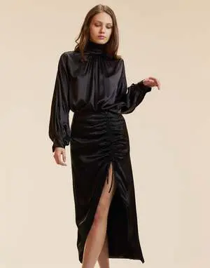 Cynthia Rowley Siren Ruched Skirt - Black