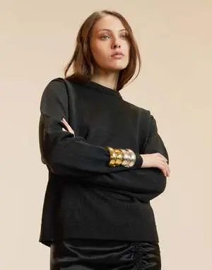 Cynthia Rowley Metallic Knit Crewneck