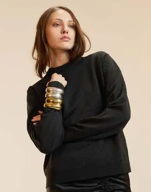 Cynthia Rowley Metallic Knit Crewneck