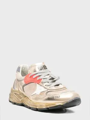 GOLDEN GOOSE Dad-star Laminated Leather And Mesh Distressed Trainers - Silver