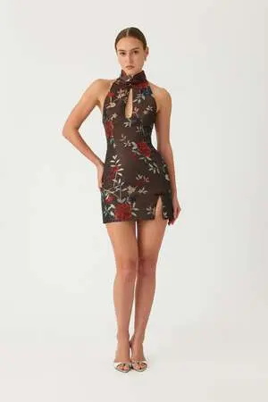 SAU LEE Eva Jacquard Mini Dress