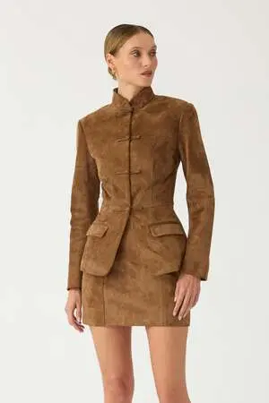 SAU LEE Tilda Suede Skirt