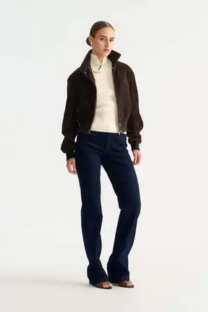SAU LEE Suede Bomber Jacket