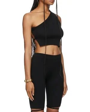Jacquemus Asymmetric Knitted Crop Top