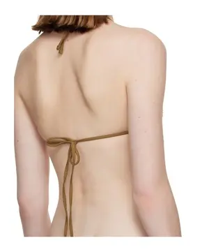 Paloma Wool Beaded Lace-up Bikini Top - Brown