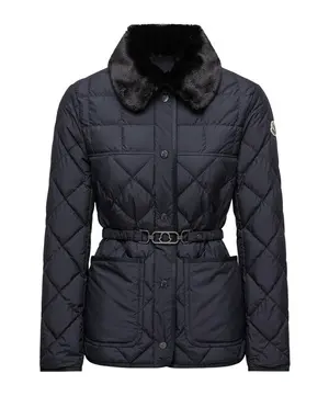 Moncler Cygne Short Down Jacket With Faux Fur Trim