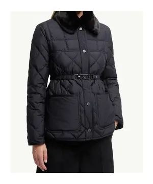 Moncler Cygne Short Down Jacket With Faux Fur Trim
