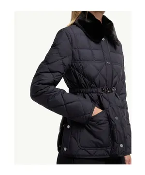 Moncler Cygne Short Down Jacket With Faux Fur Trim