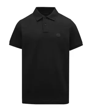Moncler Logo Patch Short-sleeved Polo Shirt - Black