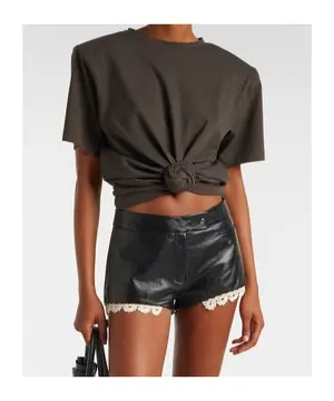 Magda Butrym Gathered Cotton And Silk T-shirt - Grey