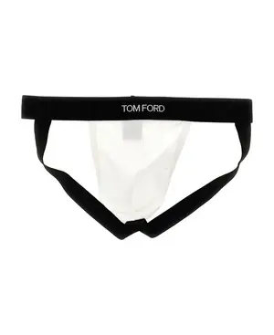 TOM FORD Logo-waistband Stretched Briefs - Black