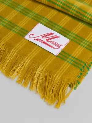 Marni Tartan Logo Patch Scarf