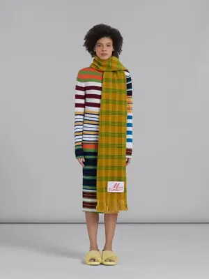 Marni Tartan Logo Patch Scarf