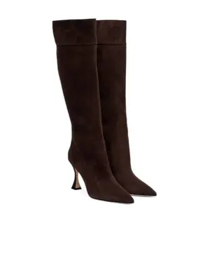 Manolo Blahnik Miralonepla 90 Suede Knee-high Boots - Black