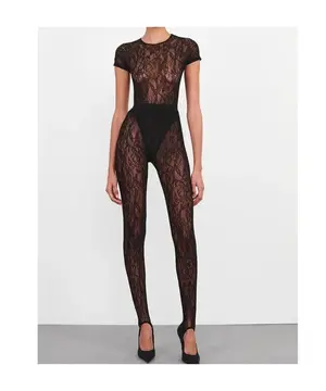 Wardrobe.NYC Lace Stirrup Leggings - Black