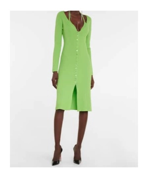 Blumarine Ribbed-knit Wool Halterneck Midi Dress