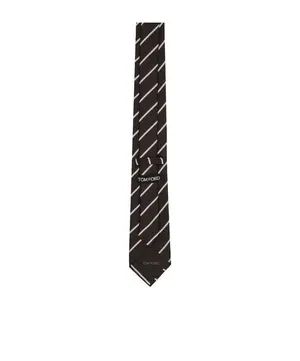 TOM FORD Striped Tie - Brown