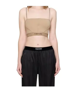 TOM FORD Straight Neckline Jacquard Logo Crop Top