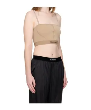 TOM FORD Straight Neckline Jacquard Logo Crop Top