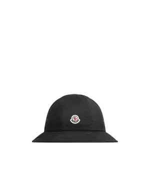 Moncler Quilted Logo Patch Bucket Hat - Black