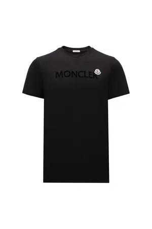 Moncler Flocked Logo Crewneck T-shirt - Black