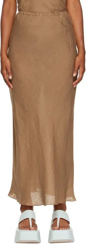 BASERANGE Dydine Linen Maxi Skirt - Brown