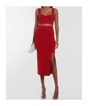 Galvan Delia Scalloped Midi Skirt
