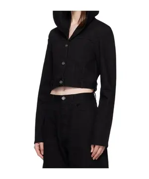 Alaïa Cropped Hooded Denim Jacket