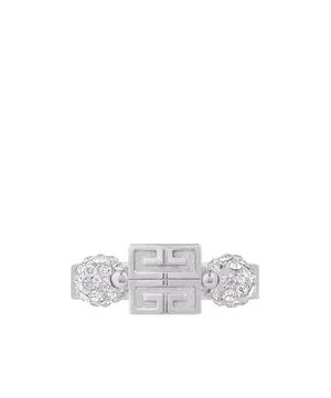 Givenchy 4g Ring In Metal With Crystals - Silver