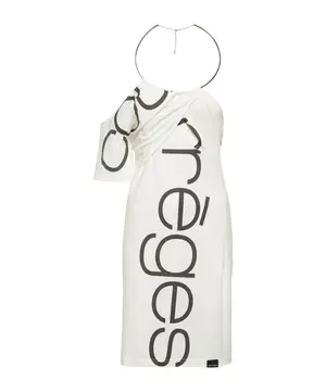 COURREGES Logo Off-shoulder Cotton Minidress