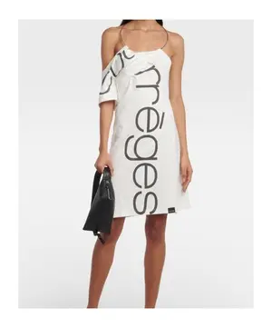 COURREGES Logo Off-shoulder Cotton Minidress