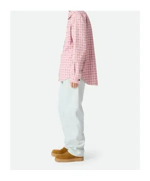 Bottega Veneta Checked Long Sleeved Leather Shirt