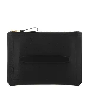TOM FORD Logo Embossed Zipped Clutch Bag - Black
