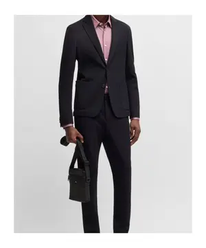 Hugo Boss Logo Debossed Zip-up Messenger Bag