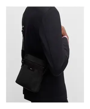 Hugo Boss Logo Debossed Zip-up Messenger Bag