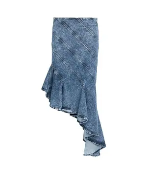 Alaïa Denim Spiral Skirt - Blue