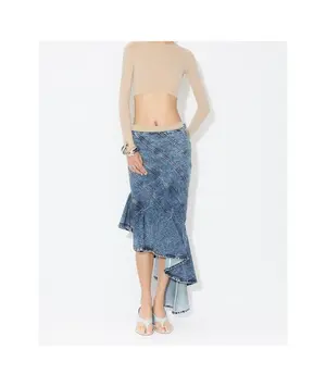Alaïa Denim Spiral Skirt