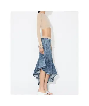 Alaïa Denim Spiral Skirt