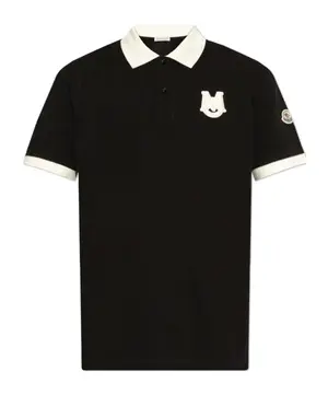 Moncler Logo Patch Short-sleeve Polo Shirt - Black