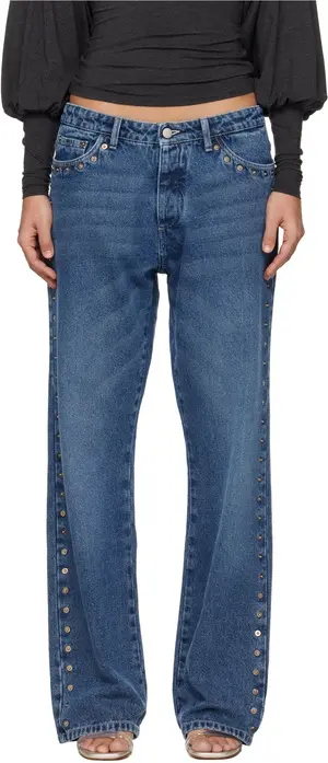 Paloma Wool Studded Straight-leg Denim Pants - Crowd Blue