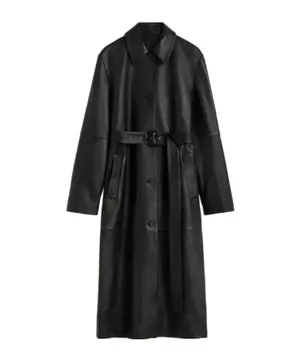 TOTEME Button-up Belted Leather Overcoat